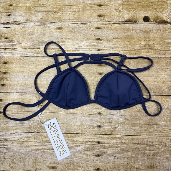 Siempre Golden | Swim | Nwt Siempre Golden Lust Bikini Top In Blue ...